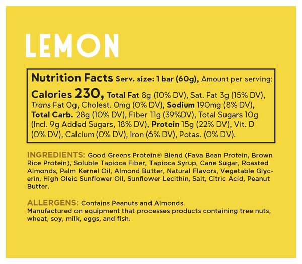 good! snacks Lemon plant based protein bar